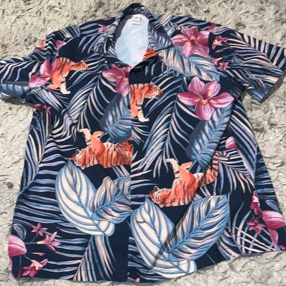 Open Edit | Shirts | Open Edit Tiger Floral Buttom Up Shirt Hawaiian ...